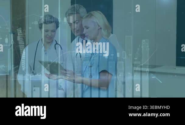 Animation of data processing over diverse group of doctors. global ...