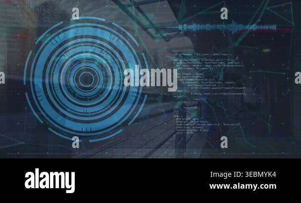 A digital interface and global connection concept video showing a scope ...
