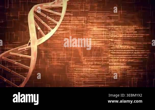 On load left DNA helix rotating, shifting, code blocks scrolling and ...