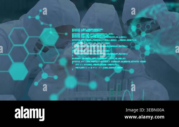 Animation of scientific data over diverse female and male lab workers ...
