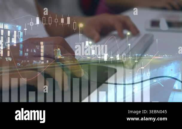 Animation of text with globe and network of connections. Global digital ...