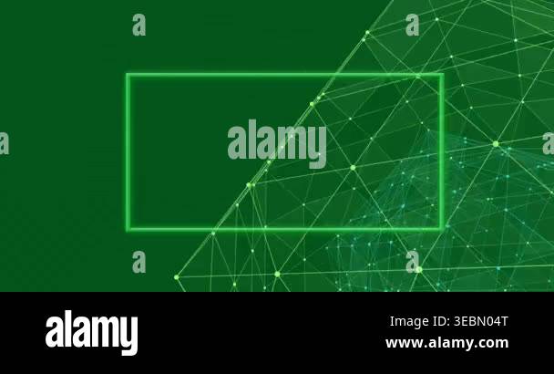 Animation of neon frame over moving shapes. Global business and digital ...