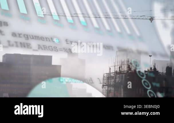 Animation of statistical data processing against construction site ...