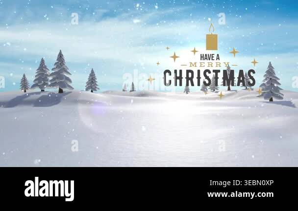 Animation of have a merry christmas text over winter landscape ...