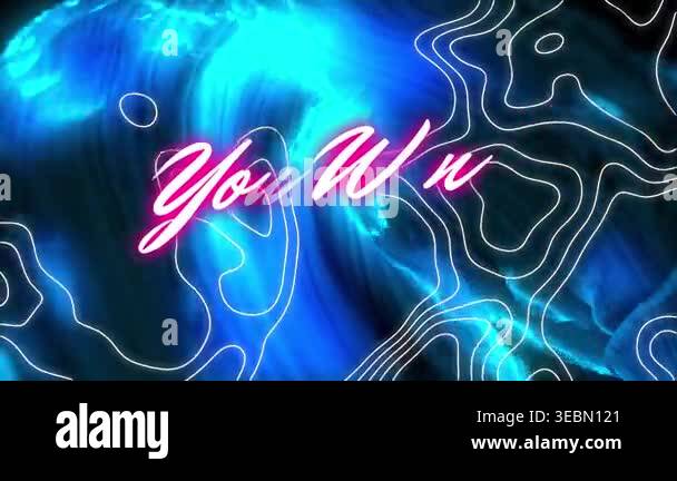 Animation of you win text over shapes. Social media and digital ...