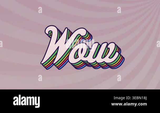 Animation of wow text banner over radial rays in seamless pattern on ...
