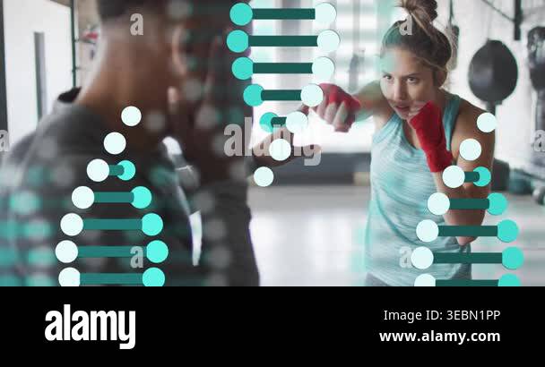 Throwing jab launching data overlay as trainee practicing boxing jabs ...