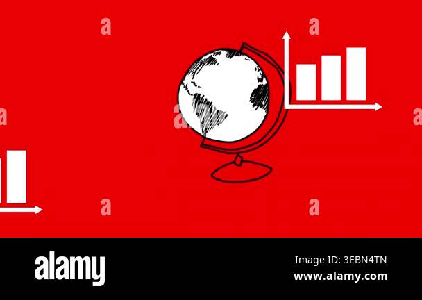 Animation of diagrams over lightbulb and globe. global science and ...
