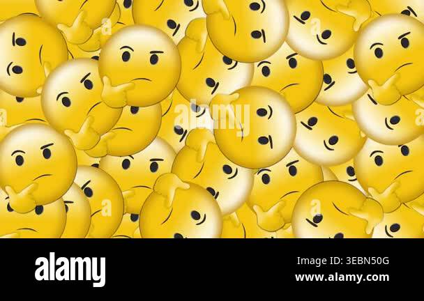 Animation of emoticons falling over dislike social media reaction ...