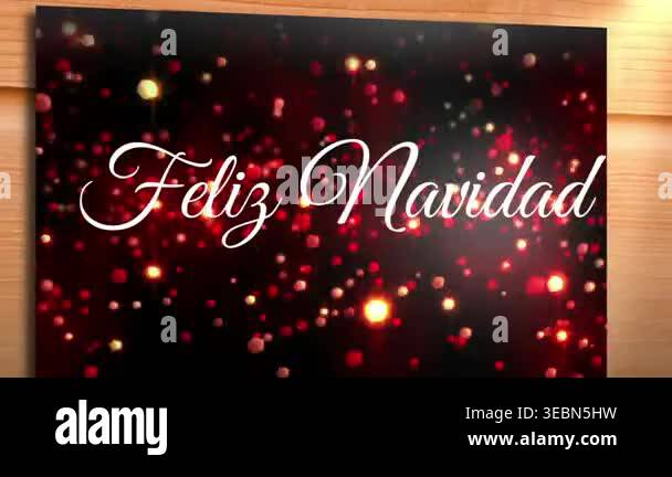 Animation of feliz navidad text over christmas spots. Christmas ...