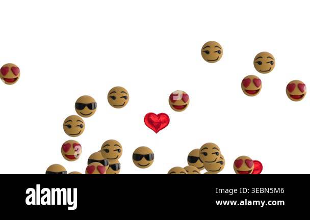 Animation of falling social media icons over white background. social ...