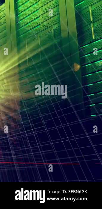 Vertical video: Wireframe grid sweeping bars rising and line tracing ...