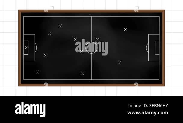 Animation of game plan on white background. Global sport and digital ...