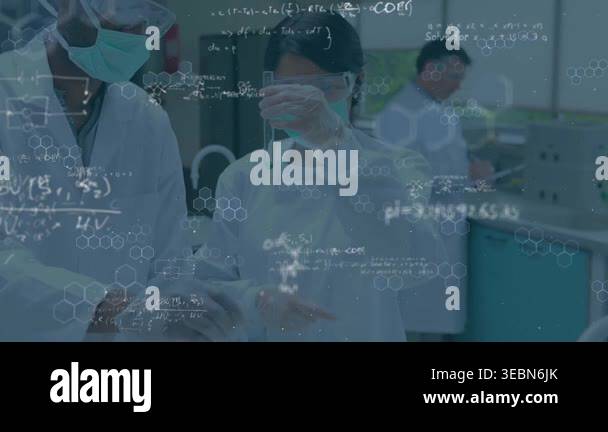 Animation of scientific data over diverse female and male lab workers ...