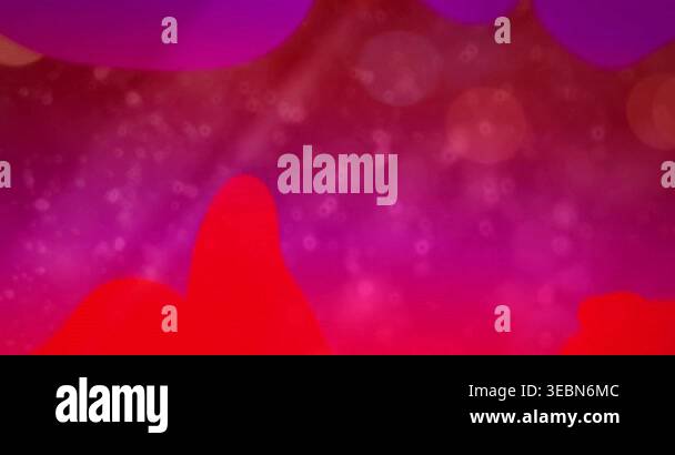 Animation of light spots and shapes on red background. Shapes, colours ...