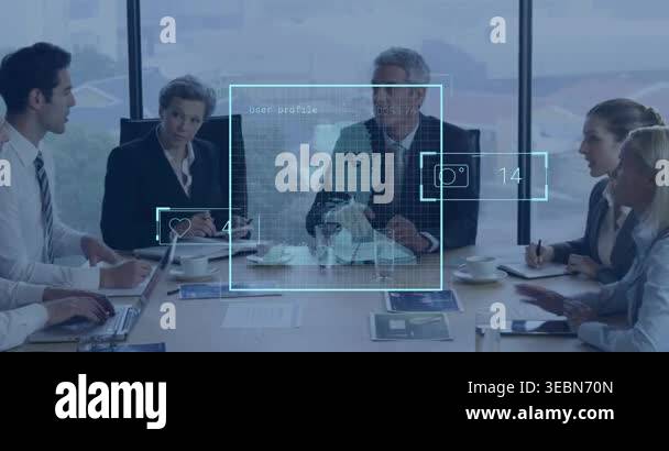 Animation of social media reactions over diverse businesspeople in ...