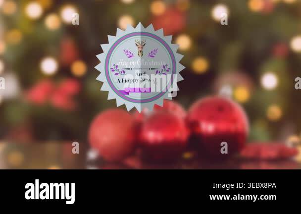 Animation of christmas greetings text over decorations. Christmas ...