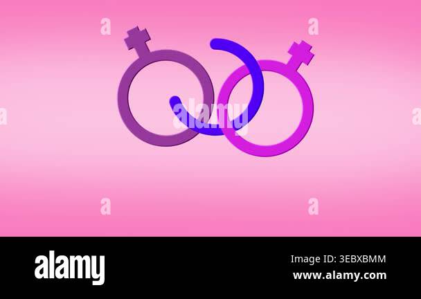 Animation of male and female symbol on pink background. tolerance and ...