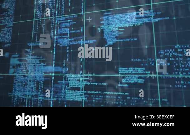 Animation of data processing on green background with numbers. data ...