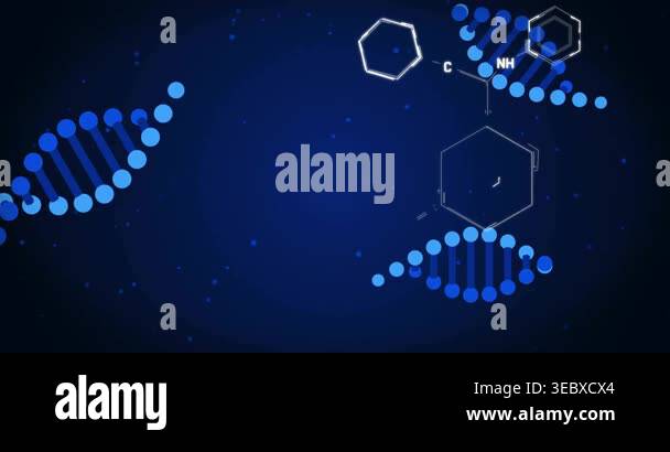 DNA strands and molecular structures, scientific research animation ...