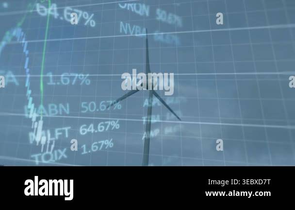 Animation of financial data processing over grid. Global business ...