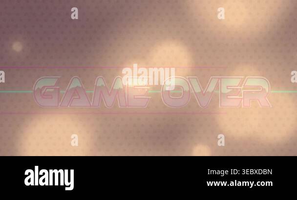 Game over text banner against spots of light against pink background ...