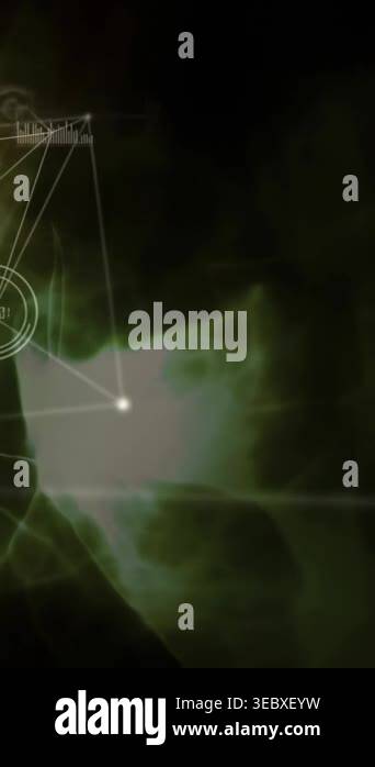 Vertical video: Point popping above green nebula, causing nodes pulsing ...