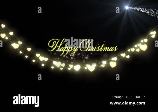 Animation of glowing fairy lights over christmas greetings text ...