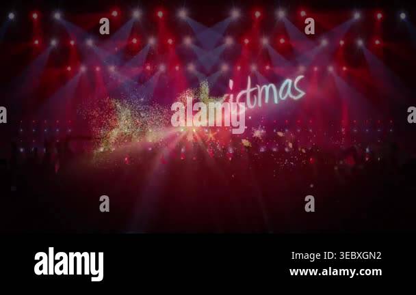 Animation of merry christmas over scenic lights on black background ...