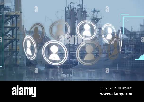 Multiple profile icons with data processing and profile icons spinning ...