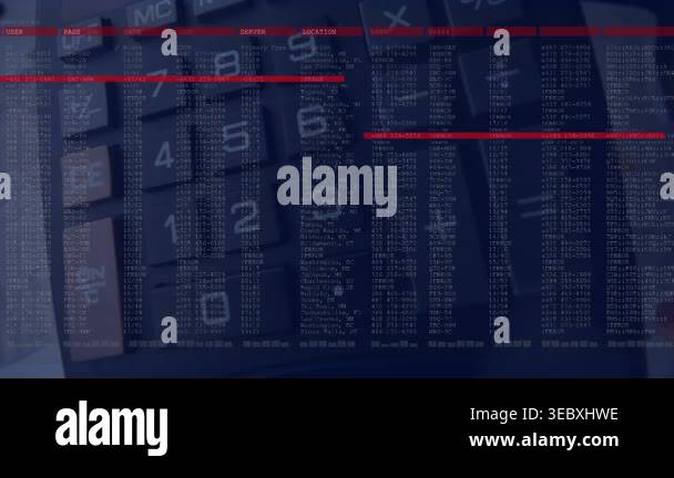 Animation of financial data processing and statistics over calculator ...