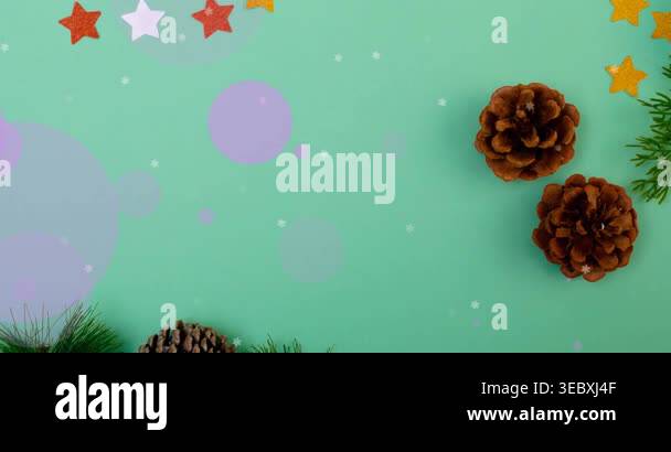 Animation of season greetings text over snow falling at christmas ...