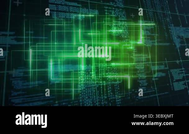 Animation of text with globe and network of connections. Global digital ...