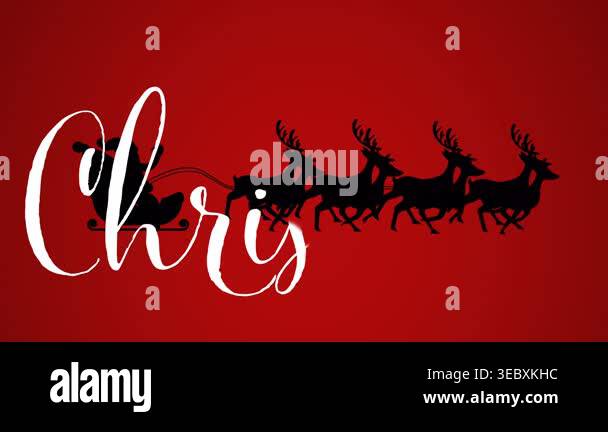 Animation of merry christmas text over red background. Christmas ...