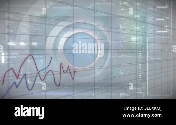 Animation of grey digital screen with diverse data processing and ...