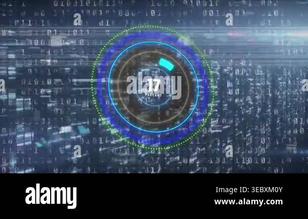 Animation of processing circle on scientific graph and data. Social ...