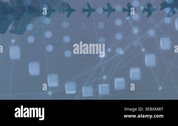 Animation of text with globe and network of connections. Global digital ...