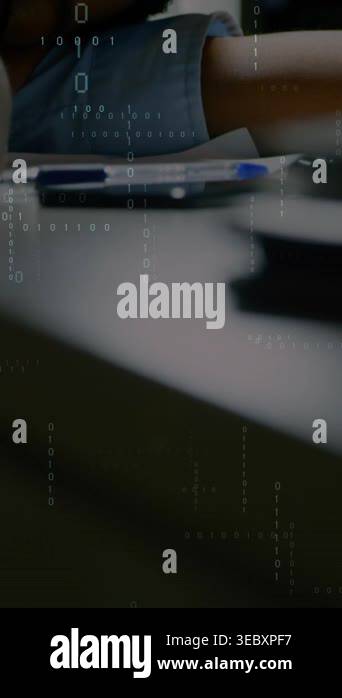 Vertical video: Student reaching pen leaning on notes resting from ...