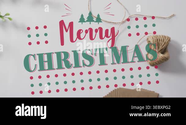 Animation of christmas greetings text over christmas decorations ...