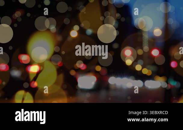 Animation of light spots over cityscape. Fashion, design and digital ...