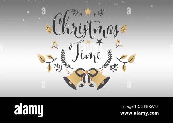 Animation of christmas time text over snow falling. Christmas ...