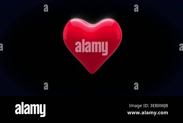 Animation of red heart icon beating against copy space on black ...