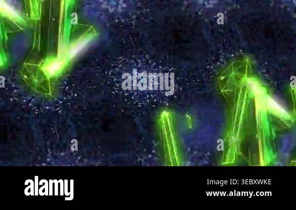 Animation of neon diamonds and kaleidoscopic shapes changing over black ...