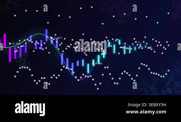 Financial data and stock market analysis animation with graphs and ...