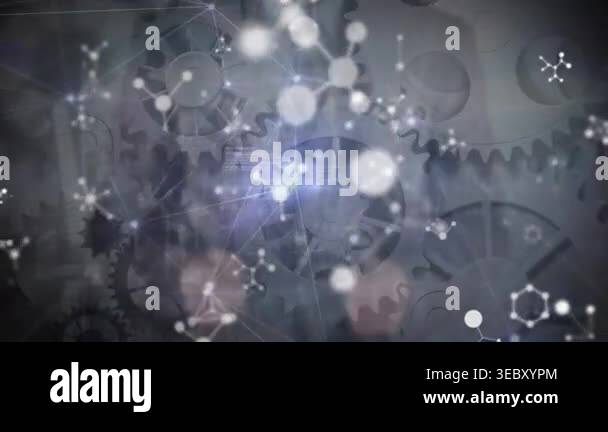 Animation of setting icons and molecular structures against businessman ...