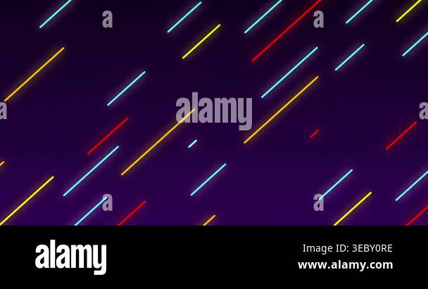 Animation of colourful lines on purple background. Light, colour ...
