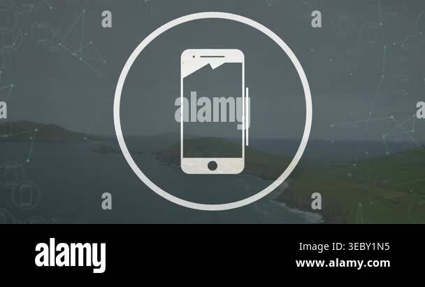 Rotated phone entering ring rotating upright edges sliding wipe moving ...