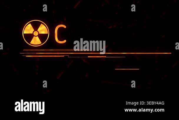 Animation of warning text with biohazard symbol on black background ...