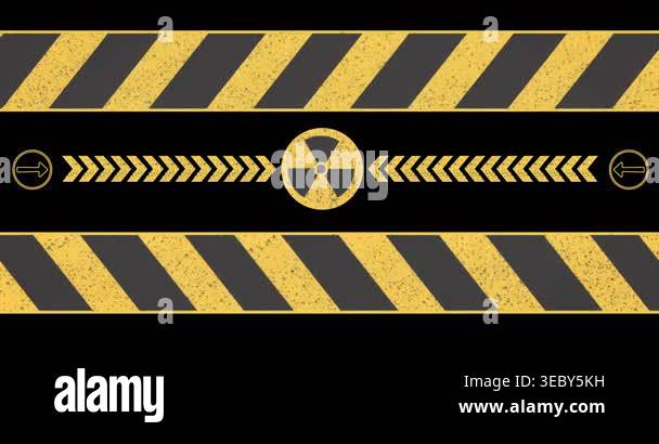 Animation of nuclear symbol on black background. emergency and nuclear ...