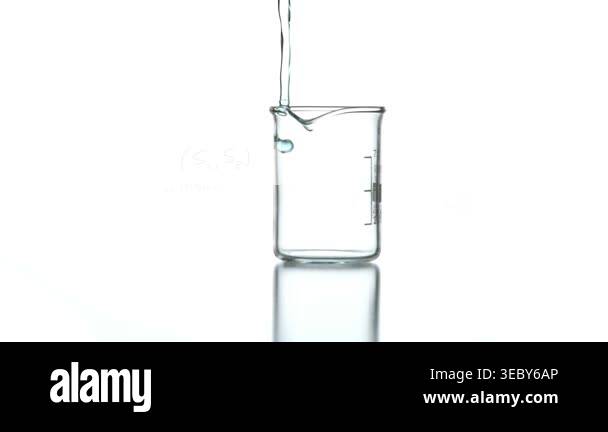 Animation of mathematical equations over beaker with liquid. global ...